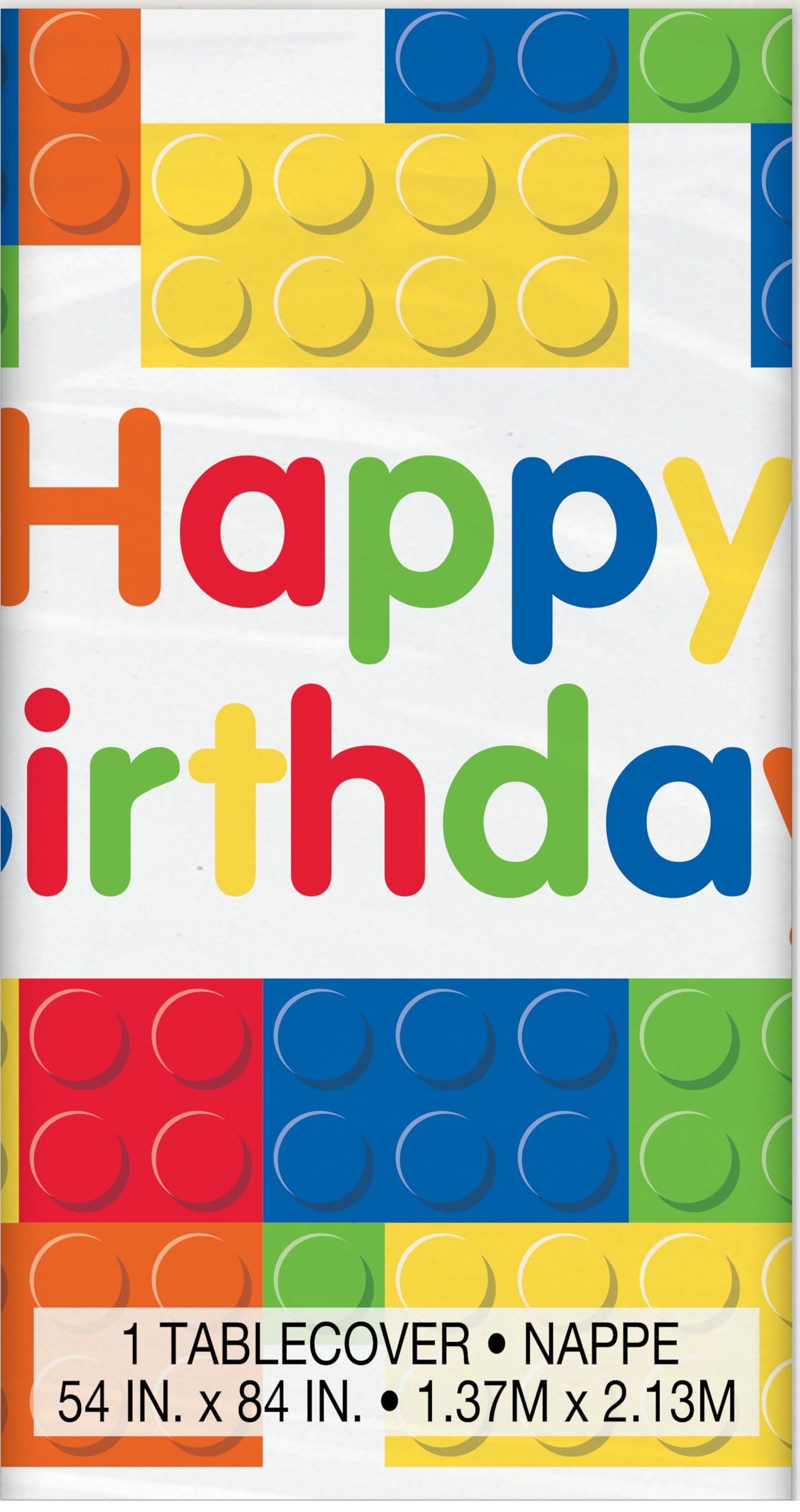 Building Blocks Birthday Plastic Tablecloth, 84" x 54"