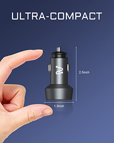 USB C Car Charger, Aergiatech 60W(20W Each) PD 3.0 Fast Car Charger Adapter 3-Port, Type C Car Charger Compatible with iPhone 13/13 Pro/12/12 Pro/11/X/SE, Galaxy S21/S20/Note20, iPad,Grey