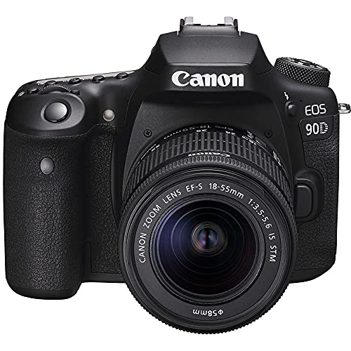90D DSLR Camera with EF-S 18-55mm f/3.5-5.6 is STM Lens Bundle, Starter Kit with Accessories (Gadget Bag, Extra Battery, Digital Slave Flash, 128Gb Memory, 50" Tripod and More)
