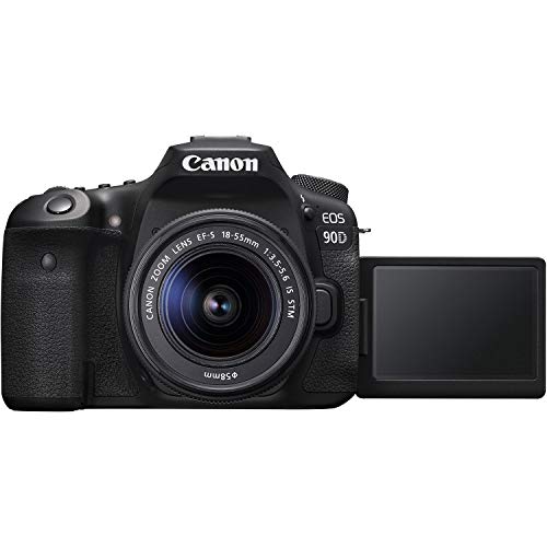 90D DSLR Camera with EF-S 18-55mm f/3.5-5.6 is STM Lens Bundle, Starter Kit with Accessories (Gadget Bag, Extra Battery, Digital Slave Flash, 128Gb Memory, 50" Tripod and More)