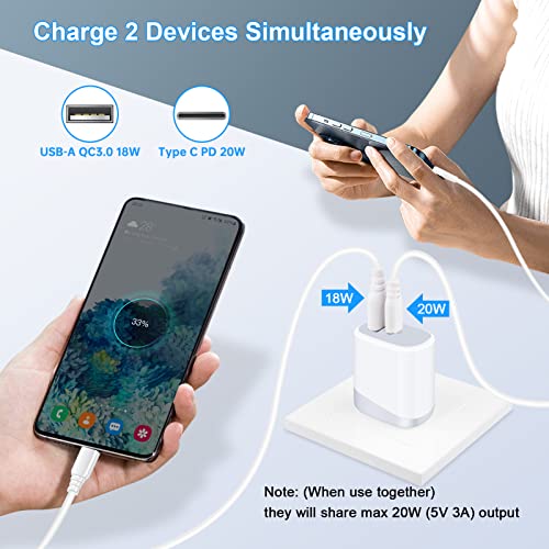 Charger Block Fast Charging Wall Charger for Pixel 7 6 Pro 6a 5a 5XL,2Pack 20W PD USB C Power Adapter Charger Brick Box for Samsung Galaxy S23 S22 Ultra S21 A14 5G A13 A04S,iPhone 14 13 12 11 Pro Max