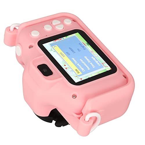 PUSOKEI Kids Digital Camera, 28 Fun Photo Frames, Cartoon Cameras for Kids, Lightweight 2in Screen Children Camera with Dual Front and Rear Cameras(Pink)