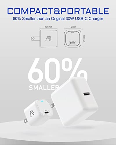 USB C Wall Charger 30W, Aergiatech PD PPS GaN USB C Power Adapter, Type C Fast Charging Block for iPhone 13 Pro Max/13/12 Pro Max, Pixel 6Pro/6, iPad Pro, MacBook Air, Galaxy S22+/S22 Ultra, White