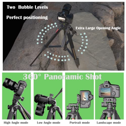 KINGJOY 74" Tripod for Camera Canon Nikon with Travel Bag, Phone Tripod with Wireless Remote and Phone Tablet Holder, Compatible with DSLR Cameras, Cell Phones, Tablets, Projector, Binoculars