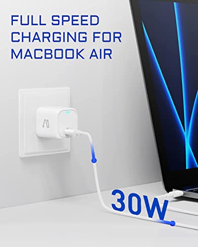 USB C Wall Charger 30W, Aergiatech PD PPS GaN USB C Power Adapter, Type C Fast Charging Block for iPhone 13 Pro Max/13/12 Pro Max, Pixel 6Pro/6, iPad Pro, MacBook Air, Galaxy S22+/S22 Ultra, White