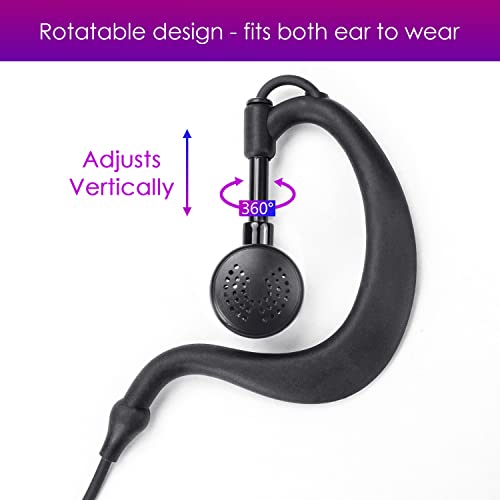 Remtise Single Wire Earhook Earpiece with Mic for Baofeng UV-5R Walkie Talkies, Headset and PTT Compatible 2 Way Radios Brands Baofeng and Kenwood, Puxing, Wouxun (Black)