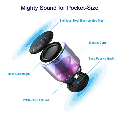 Aresrora Small Bluetooth Speaker,Tiny Wireless Bluetooth Speaker, Mini Enhanced Bass Colorful Metal Case Built in Mic, TF Card Play for Outdoor,Hiking,Travel (Blue)