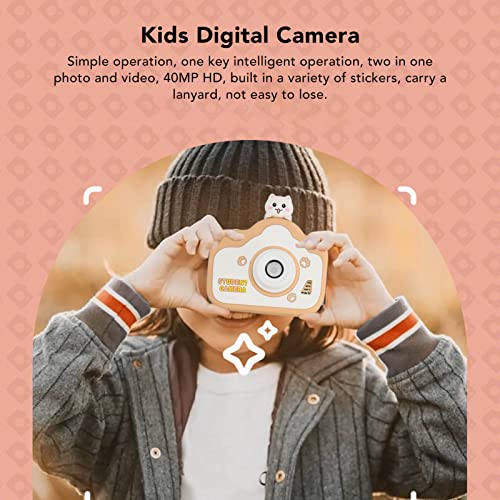 Toddler Camera, Cute Cartoon A Variety of Filters USB Rechargeable 40MP HD Small Digital Camera Khaki with Lanyard for Children