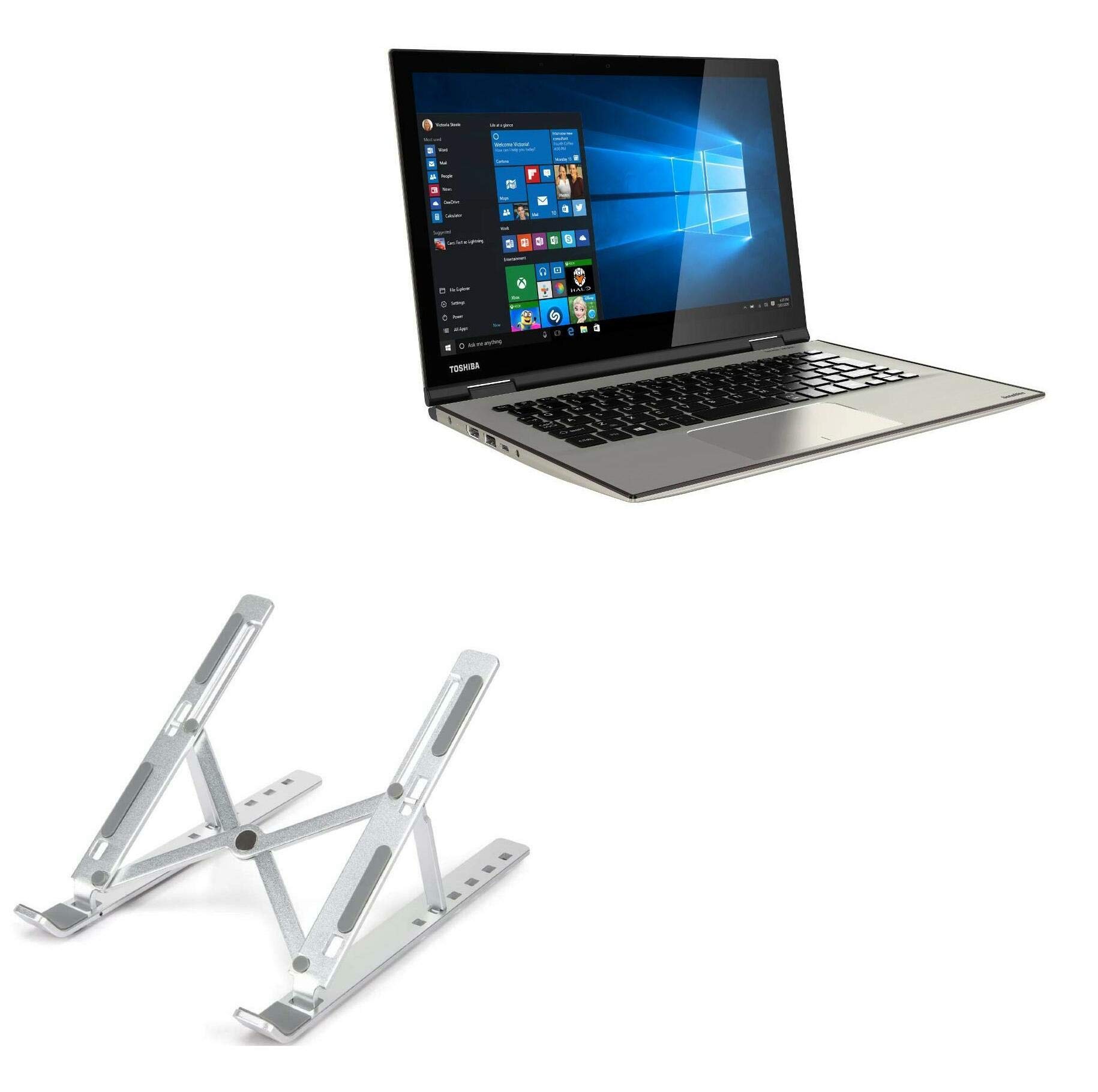 BoxWave Stand and Mount for Toshiba Satellite Radius 12 (Stand and Mount Compact QuickSwitch Laptop Stand, Portable, Multi Angle Viewing Stand - Metallic Silver