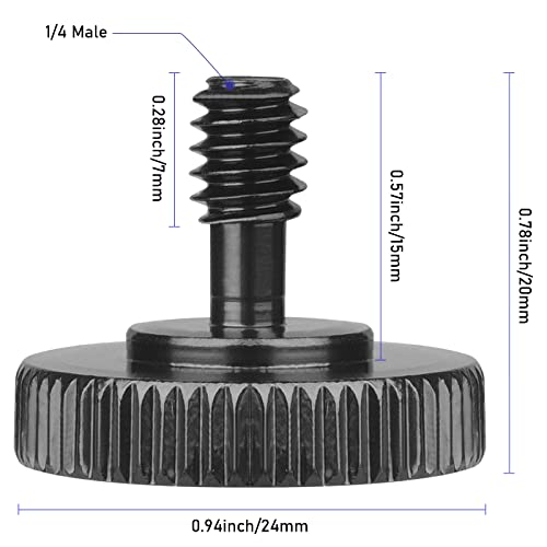 2 Packs Thumb Screw Camera Quick Release Adapter with 4 Packs Rubber Washers,1/4 Male to 1/4 Female Thread Thumbscrew L Bracket Mount Tripod Screw Rubber Pads for Camera Mounting Plate Flash Bracket
