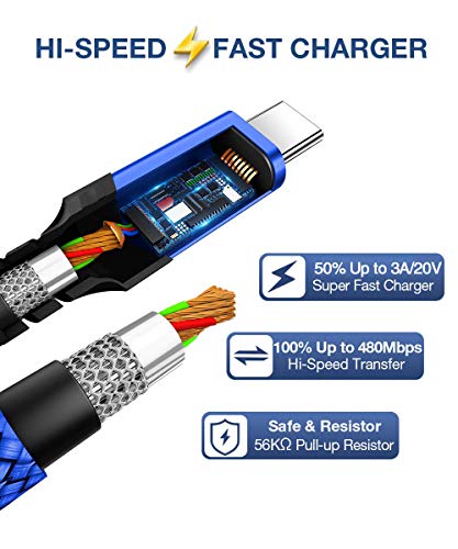 USB C to USB C Charger Cable Cord for Samsung Galaxy S22 S23 S21 S20 Plus Ultra FE 5G,Note 10 10+ 5G/20,Note20 A71 A52 A53,Z Flip 3 4,Fold 3 4,Pixel 6 Pro 5A 5,60W PD Fast Charge Charging Wire 6FT+6FT