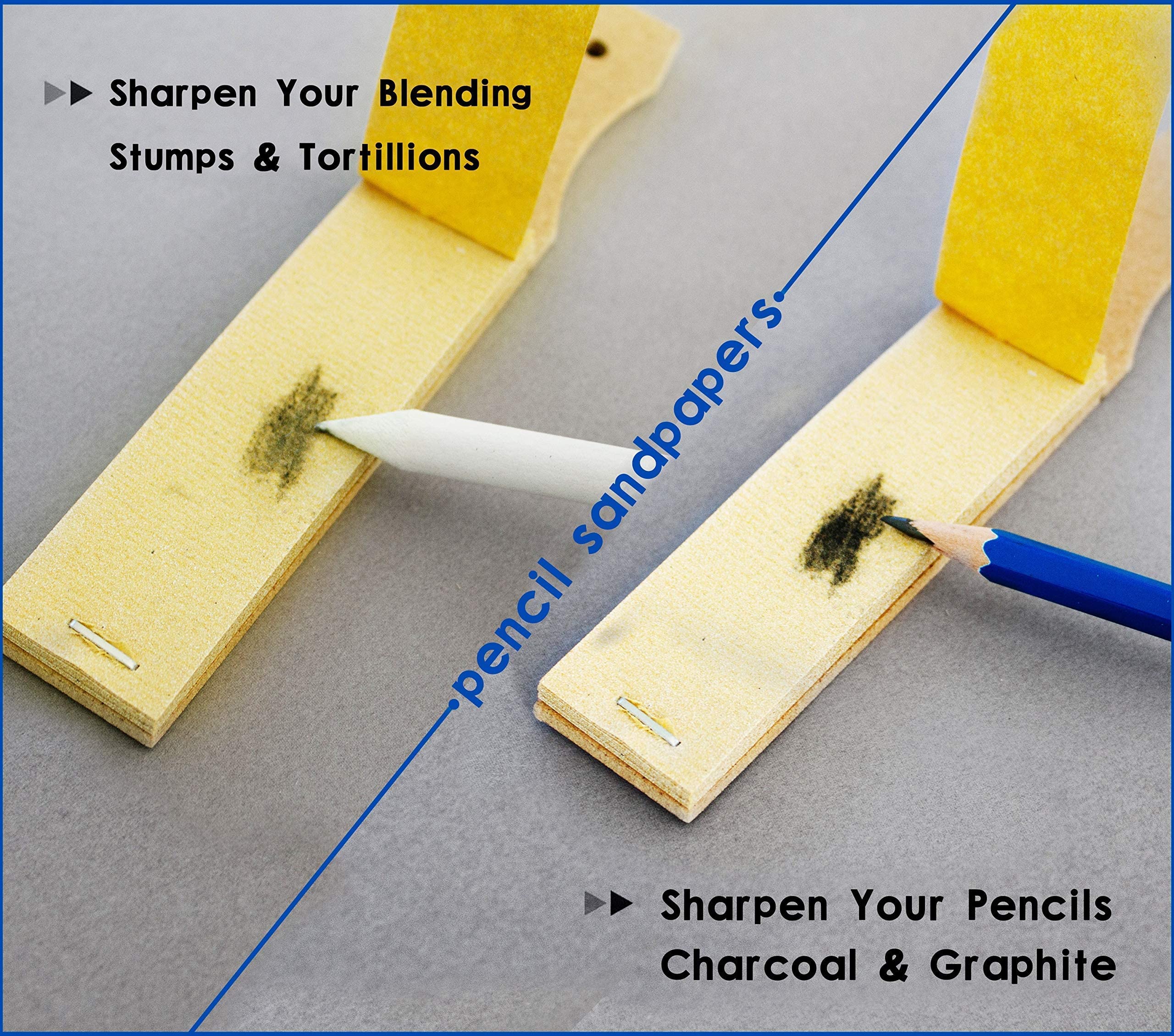 12 PCS Blending Stumps and Tortillions Paper Art Blenders with Sandpaper Pencil Sharpener Pointer for Student Artist Charcoal Sketch Drawing Tools