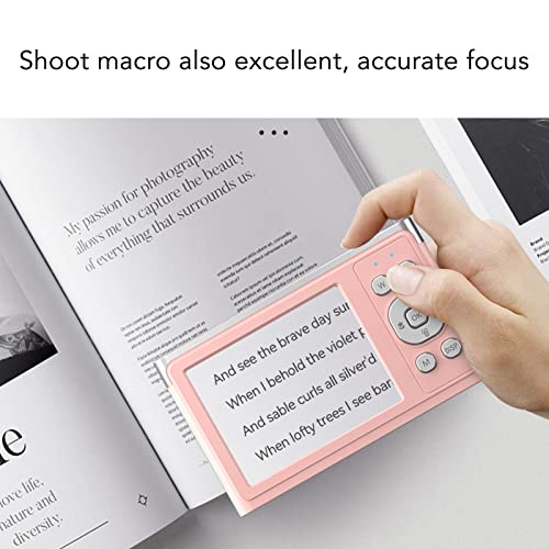 4K Digital Camera, Mini Portable 2.88in IPS HD Large Screen Children Camera Mirrorless AF Autofocus 16X Zoom 50MP Camera Macaron Style Kids Selfie Camera Christmas Birthday Gifts with LED Fill(Pink)