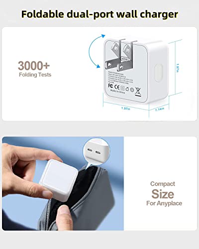 iPhone Fast Charger, 40W Super Dual USB C Wall Charger [MFi Certified] Double Port Apple USB C Charger with USB C to Lightning Cable and USB C to C Cable for iPhone 14 13 12 11 Pro Max Mini Pro iPad