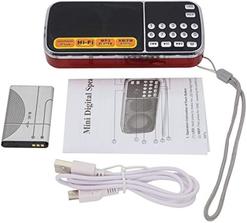 AM FM Portable Pocket Radio Music Player Support Micro SD/TF Card USB Slot (Red)
