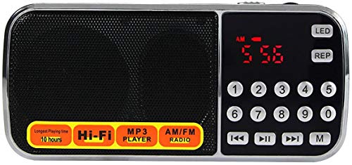 AM FM Portable Pocket Radio Music Player Support Micro SD/TF Card USB Slot (Red)