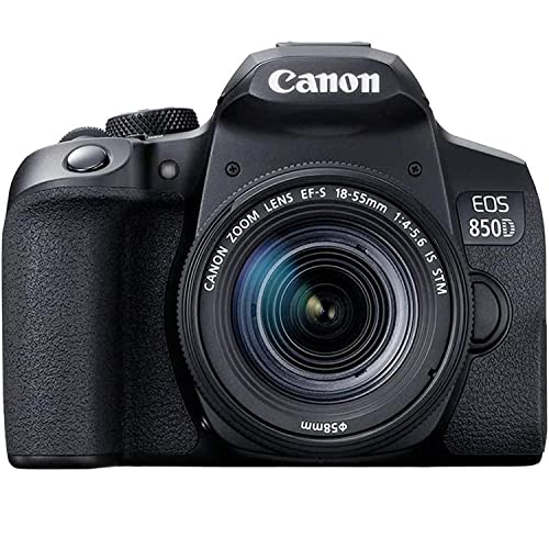 Camera Bundle for Canon EOS 850D / Rebel T8i DSLR Camera with EF-S 18-55mm f/4-5.6 is STM + Microphone with Video Kit Accessories (32GB, Tripod, Flash, and More)