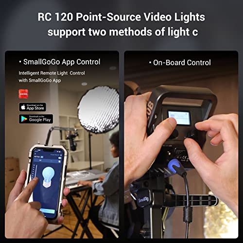 SmallRig RC 120B 120W Bi-Color Cob Video Light 52800Lux@1m 2700K-6500K On-Board and SmallGoGo App Control, TLCI 96+ CRI 95+,9 Lighting Effects Support AC Adapter & 14.4V/26V V-Mount Battery-3471