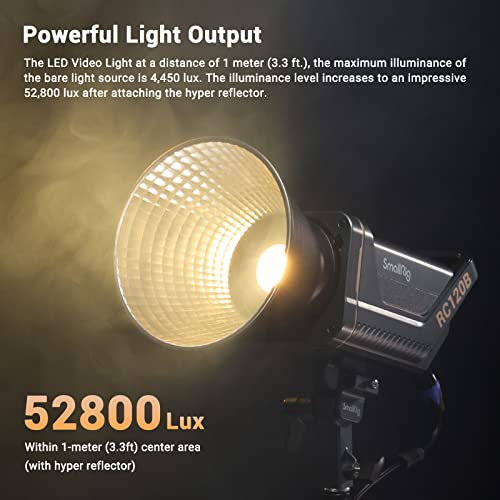 SmallRig RC 120B 120W Bi-Color Cob Video Light 52800Lux@1m 2700K-6500K On-Board and SmallGoGo App Control, TLCI 96+ CRI 95+,9 Lighting Effects Support AC Adapter & 14.4V/26V V-Mount Battery-3471