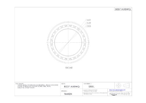 Timken 34306 Tapered Roller Bearing, Single Cone, Standard Tolerance, Straight Bore, Steel, Inch, 3.0625" ID, 0.9060" Width