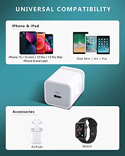 USB C Wall Charger Block 20W, ARCCRA 3-Pack USB-C PD Power Delivery Fast Type C Charging Block Brick Box Plug Adapter for iPhone 14 Pro Max 14 Plus 14 13 12 Pro Max Mini 11 XS XR X 8, iPad, AirPods