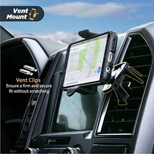Scosche HDVM-1 3-in-1 Universal Vent and Suction Cup Mount for Mobile Devices | StickGrip Base and Vent Clips Included
