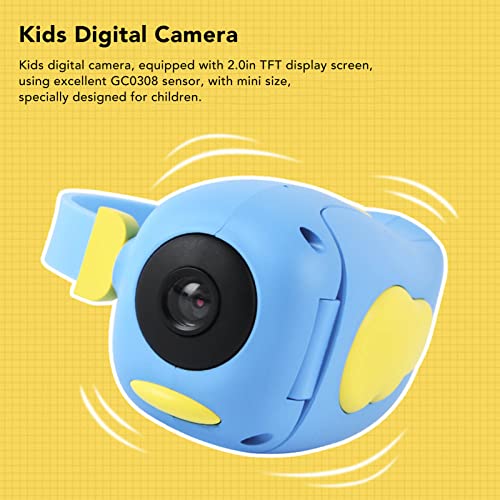 Tgoon Mini Children Camera, Kids Digital Camera Multifunctional Easy to Operate 2in TFT Display Screen USB Charging with 400Mah Battery for Child Education(Blue)