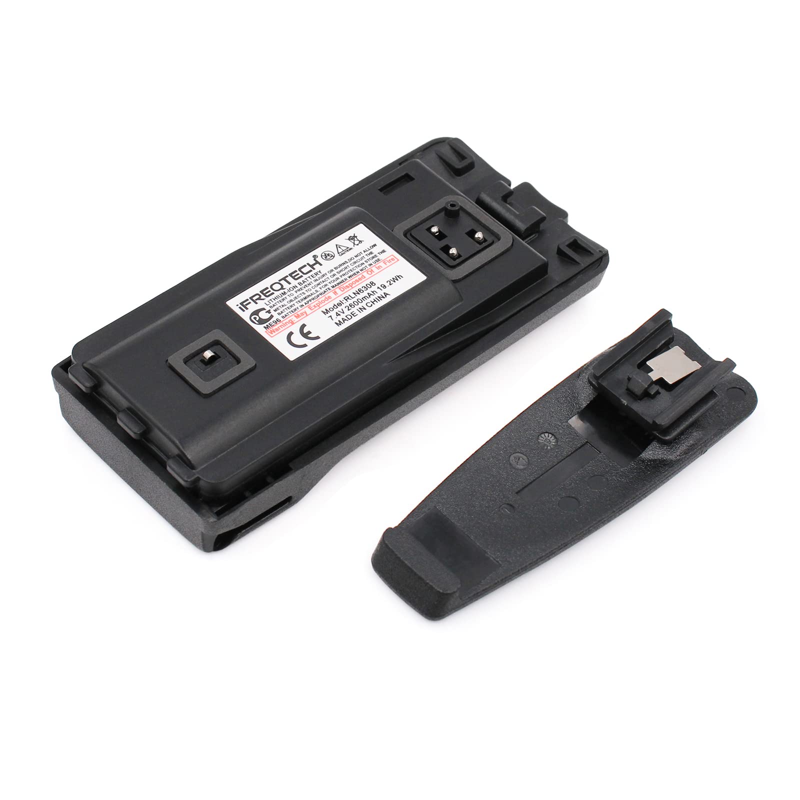 IFREQTECH RLN6305 Battery for Motorola CP110 RDU2020 RDU4100 RDU4160D RDV2020 RLN6308 Li-ion Battery with 2 Pcs Belt Clip 2600mAh