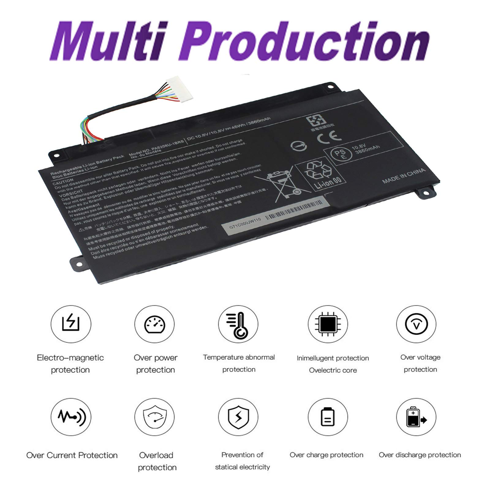 New PA5208U-1BRS Battery Compatible for Toshiba Satellite E45W P55W E45W-C4200 E45w-C4200x P55w-c5204 P55w-c5208 P55W-C5200X P55W-C5314;Chromebook 2 CB30 CB35 CB35-B3330 CB35-B3340