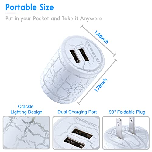 momen USB Wall Charger, Wall Fast Charger with Foldable Travel Plug for iPhone 11/Xs/XS MAX/XR/X/8/7, Samsung, LG, HTC, Kindle, PS4, 2 USB Wall Charger 5V/2.1A Wall Charger Block with Blue Night Light