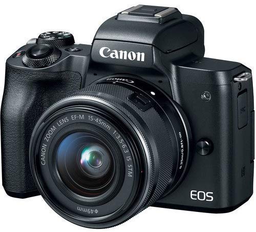 Canon EOS M50 Mirrorless Digital Camera with 15-45mm Lens Video Kit (Black) + Wide Angle Lens + 2X Telephoto Lens + SanDisk 32GB SD Memory Card + Accessory Bundle (Renewed)
