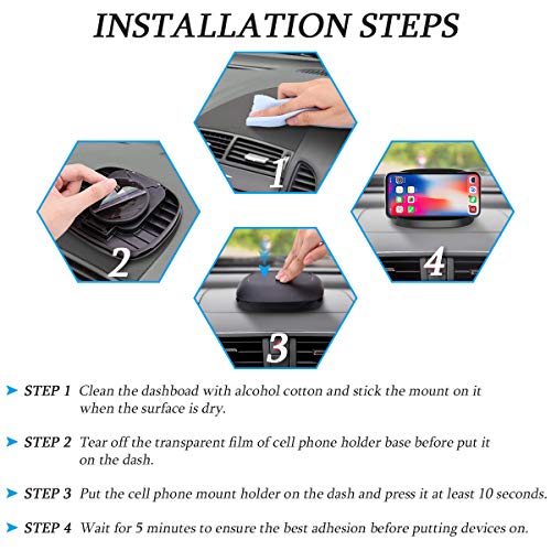 Cell Phone Holder for Car, Upgraded 360° Rotatable Phone Mount for Dashboard, Horizontal & Vertical Viewing Friendly Phone Car Mount, Compatible with iPhone Samsung Android Smartphones GPS Devices