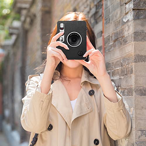 Fintie Protective Case for Fujifilm Instax Mini EVO Camera - Premium Vegan Leather Bag Cover with Removable Adjustable Strap, Vintage Black