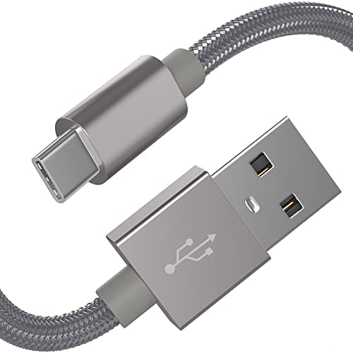 TALK WORKS USB C Cable 10ft Long Android Phone Charger Premium Nylon Braided Heavy Duty Type C Fast Charging Cord for Samsung Galaxy S21 / S20 / S10 / S9 / S8, Note, Pixel, Nintendo Switch - Slate