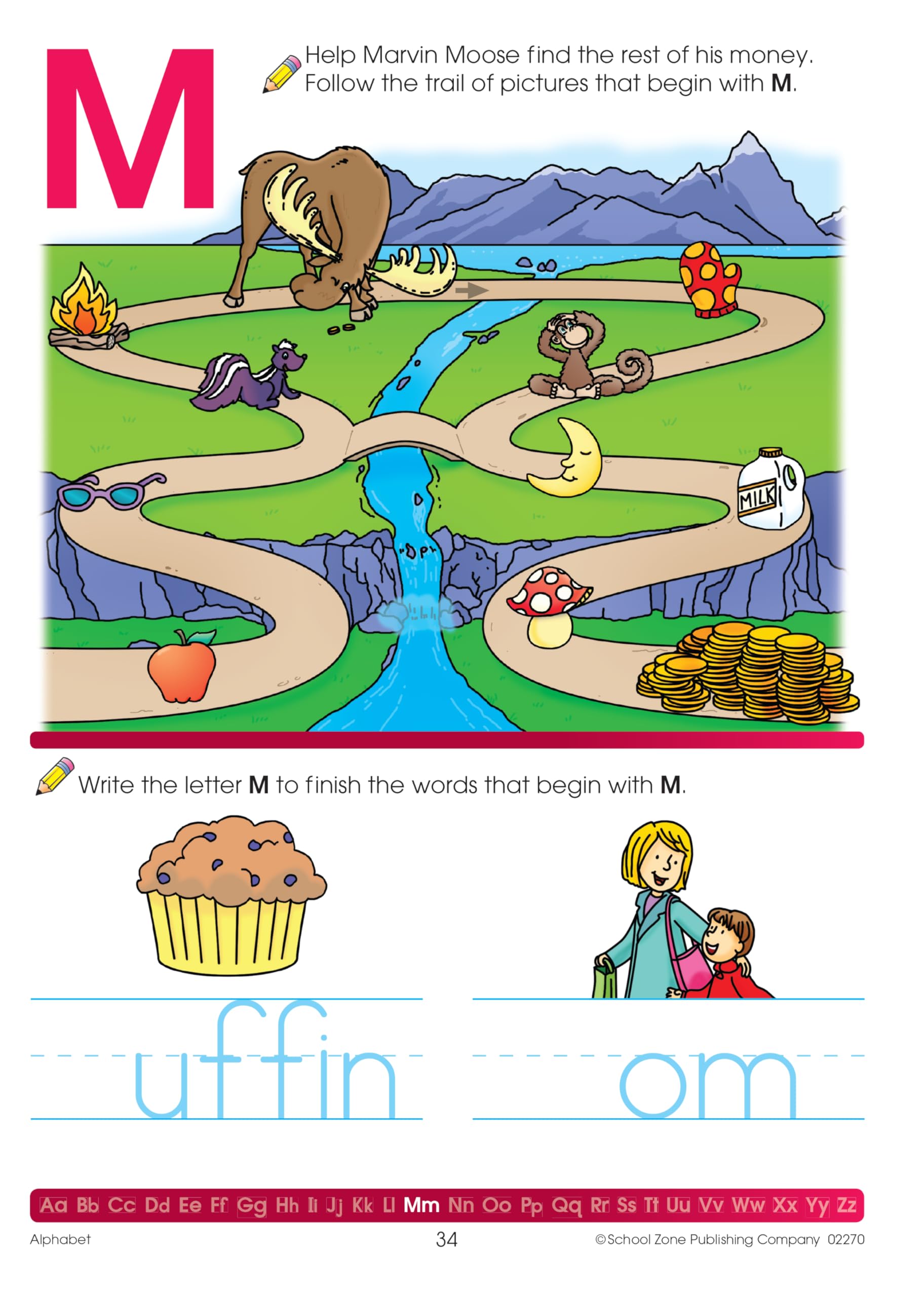 School Zone - Alphabet Workbook - 64 Pages, Ages 3 to 5, Preschool, ABC's, Letters, Tracing, Alphabetical Order, and More (School Zone Get Ready!™ Book Series)