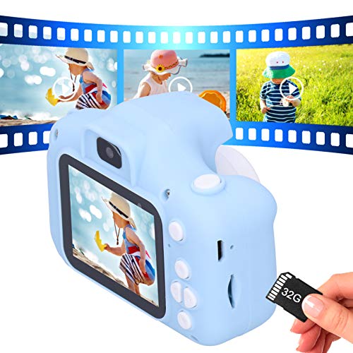 Vikye 1080P Children Camera, 20MP Portable Digital Children Camera Toy (Pink) Support up to 32GB Memory Card(Blue)