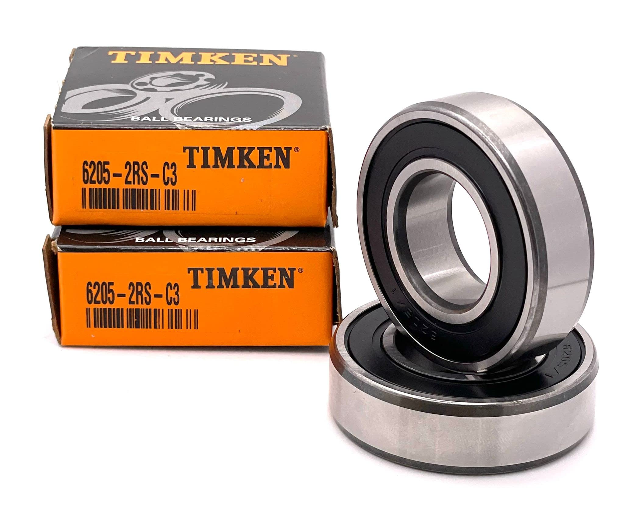 2PACK TIMKEN 6205-2RSC3 Double Rubber Seal Bearings 25x52x15mm Pre-Lubricated and Stable Performance and Cost Effective Deep Groove Ball Bearings