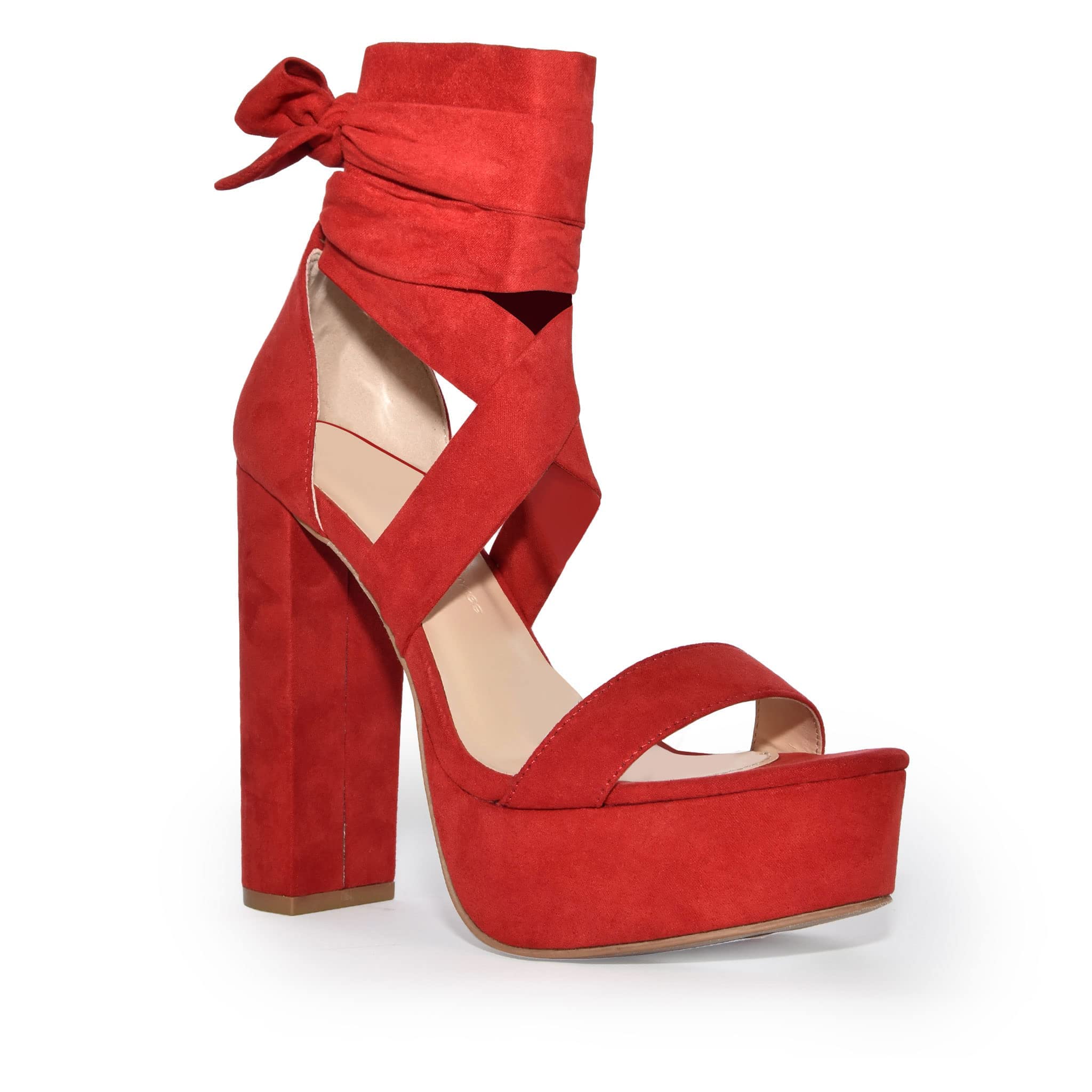 Wild Diva Women’s Lace Up Crisscross Platform Chunky Block Heel Sandals-RDVS-9