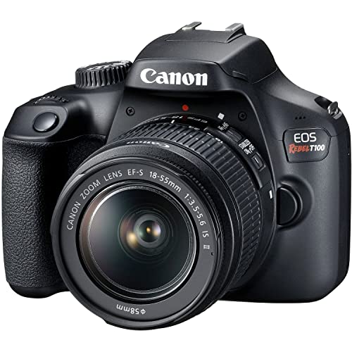 Rebel T100 / 4000D DSLR Camera with EF-S 18-55mm f/3.5-5.6 is II and EF 75-300mm f/4-5.6 III Lens + Accessory Bundle Kit (Flash, Travel Charger, Extra Battery, and More)