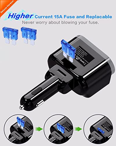 SUPERONE 150W 2-Socket Cigarette Lighter Splitter Power Adapter, USB C Car Charger with 20W Power Delivery 3.0 & QC 3.0 for iPhone 14 Pro Max/13/12/11/11 Pro/X/8/7, Samsung, Google Pixel and More