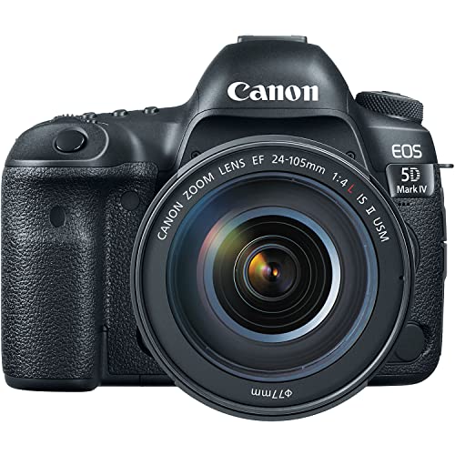 Camera Bundle for Canon EOS 5D Mark IV DSLR Camera w/ 24-105mm USM Lens + Digital TTL Flash, Backpack, 128GB High Speed Memory Card, Extra Battery + Professional Bundle (Renewed)