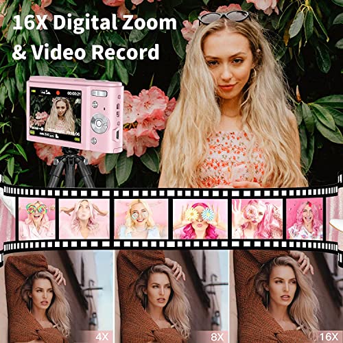 Digital Cameras for Kids Digital Camera, HD 1080P Vlogging Camera 2.4" LCD Compact Camera with 16X Digital Zoom,Powerful Cameras for Photography, Portable Mini Camera for Adult, Beginners
