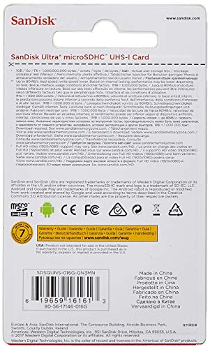 SanDisk Ultra SDSQUNS-016G-GN3MN 16GB 80MB/s UHS-I Class 10 microSDHC Card
