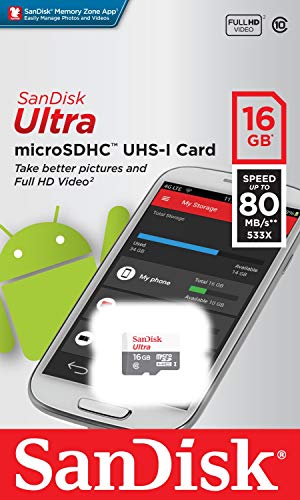 SanDisk Ultra SDSQUNS-016G-GN3MN 16GB 80MB/s UHS-I Class 10 microSDHC Card