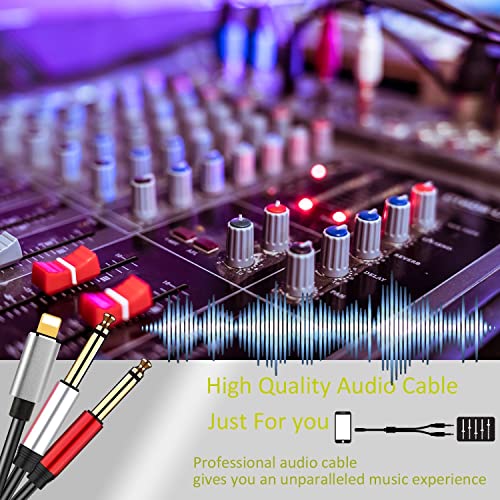 WUSERNING iOS Port to 2-Male 6.35mm (1/4 inch) TS Mono Stereo Y-Cable Splitter Compatible for iPhone,iPad,iPod,Amplifier,Mixing Console,Speaker,etc(6.6Feet)