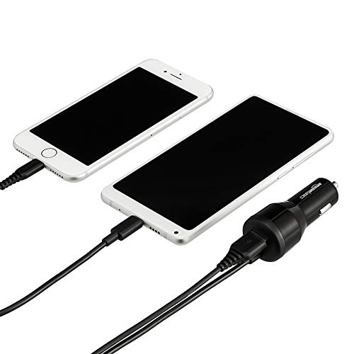 Amazon Basics 30W USB Car Charger, 1 USB-C (18W) Cable with Power Delivery and USB-A (12W) Port - Black
