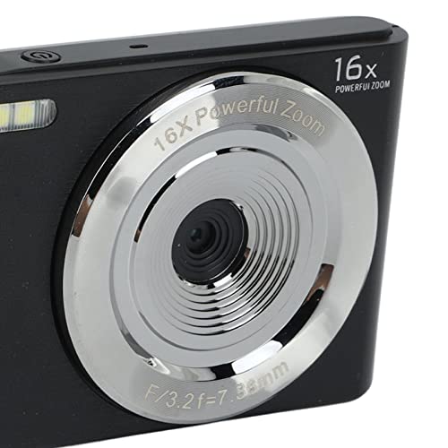 4K HD Camera, 2.8in Screen Shock Proof Mini Size 16X Digital Zoom Camera 44MP Plastic Housing for Recording (Black)