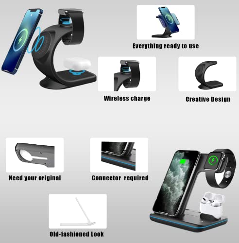 TASANLOGEN 3 in 1 Wireless Charging Station ,Space Saving,Fast Charging Stations with iPhone 14 13 12 /Pro Max/Plus/Pro/Mini,iWatch 8/7/SE/6/5/4/3/2,Airpods pro/3/2