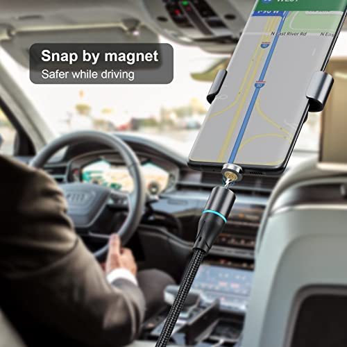 NetDot Magnetic Charging Cable,3in1 Gen12 (3.3ft/3 Pack Black) 18W Fast Charging Magnetic Phone Charger and Data Transfer Magnetic Charger for USB-C,Micro USB and i-Product