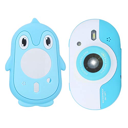 IPS Screen with Silicone Cover Cartoon Children Digital Camera, Children Camera, Portable for Boys Girls(Blue)